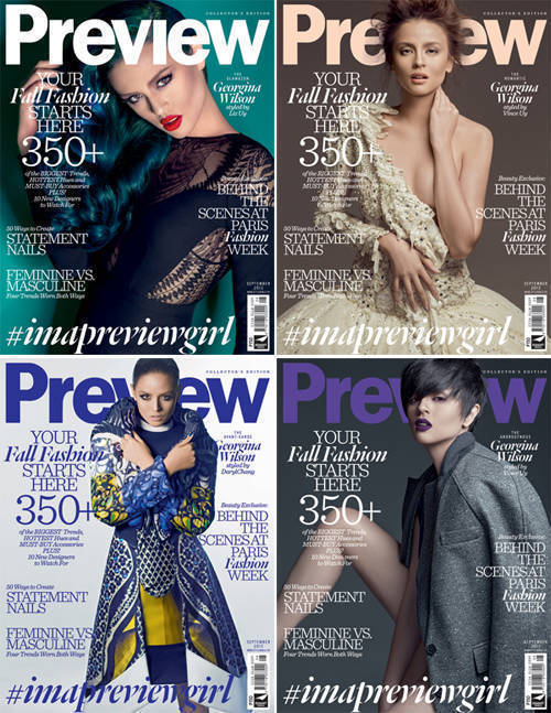 Georgina Wilson stars in four covers for Preview's September issue